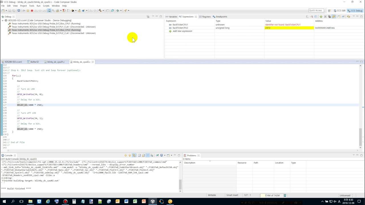 TMS320F28377D칩 CPU1, CPU2 개별 실시간 디버깅 예시 - YouTube