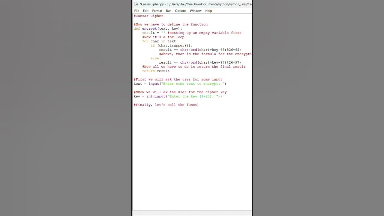Python Coding Challenge Create Your Own Caesar Cipher Program Shorts Learnpython