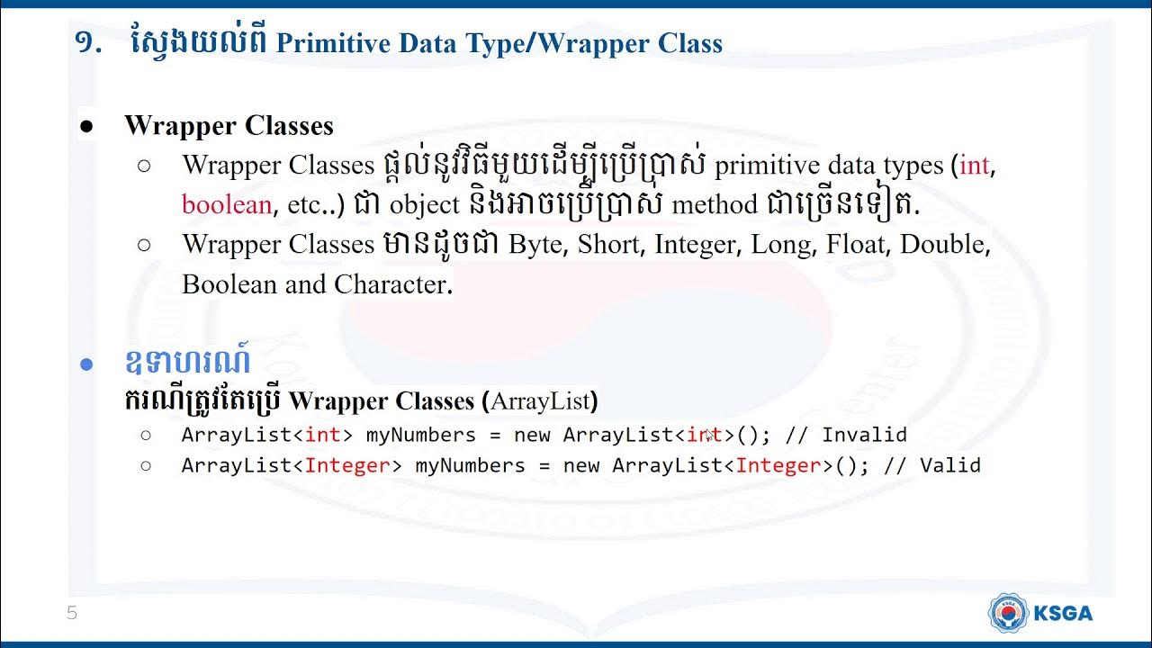 Primitive Data Type/Wrapper Class khmer - YouTube