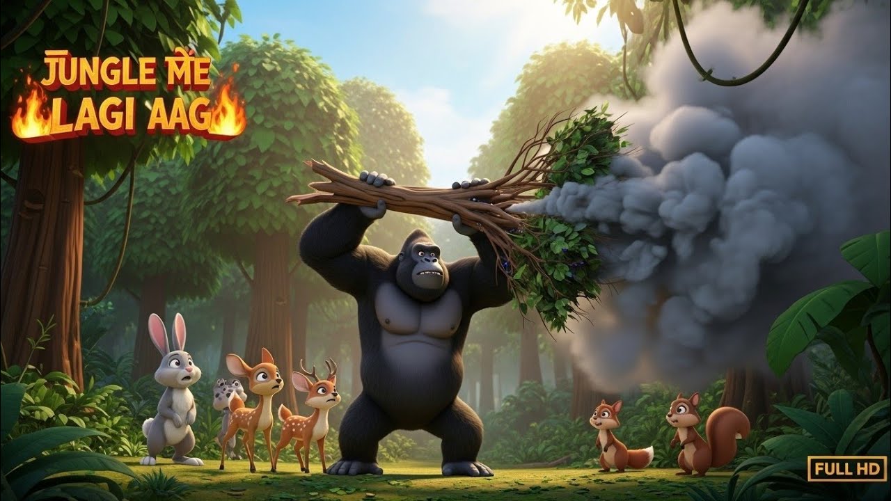 Jungle me lagi Aag | Wild Animals Fire Rescue Story | Jungle Story for ...
