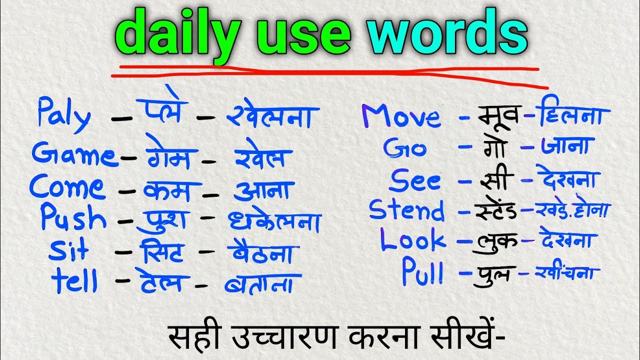 Important Word Meaning | सही उच्चारण करना | Daily Use English Words Practice | js topic study ...