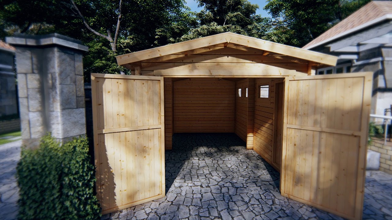 Garaje de madera “A” / 3x6m / 44mm - YouTube