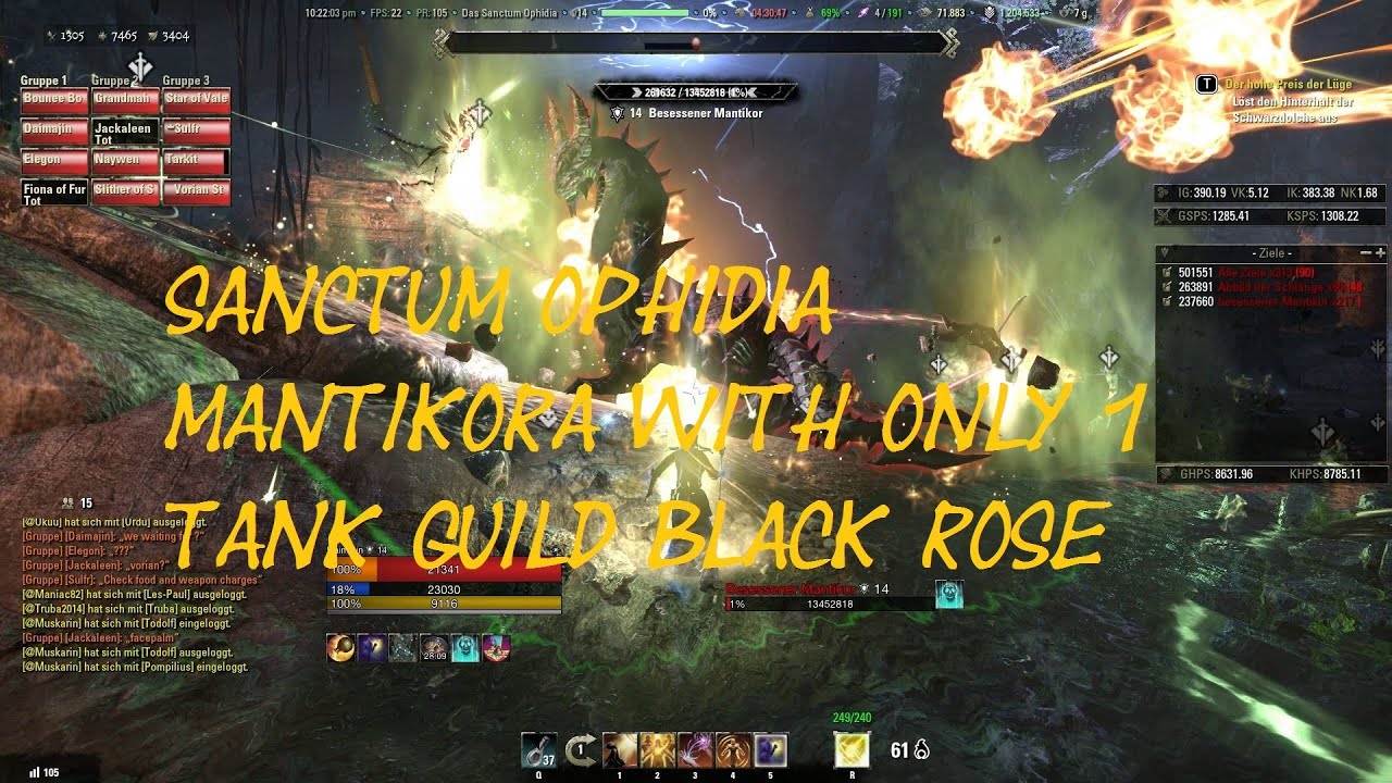 ESO Sanctum Ophidia Mantikora with only 1 Tank Guild Black Rose - YouTube