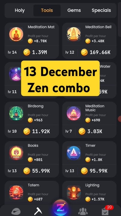 Zen Coin Daily Como 13 December | Zen coin daily combo today | #zencoindailycombo #zencoin - YouTube