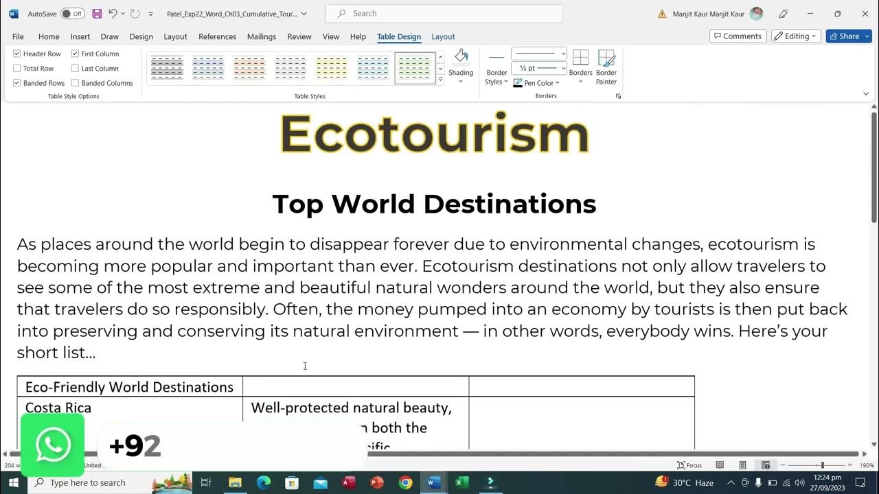 Exp22_Word_Ch03_Cumulative - Tourism | - YouTube