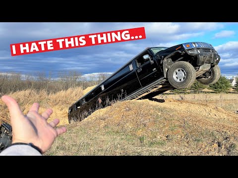 JUMPING My 45FT HUMMER H2 LIMO was a DISASTER... So I'm BURRYING it VERTICALLY.