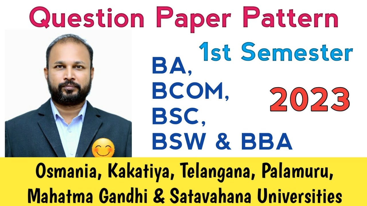 Question Paper Pattern | UG 1st Semester | all subjects | BA BCOM BSC ...