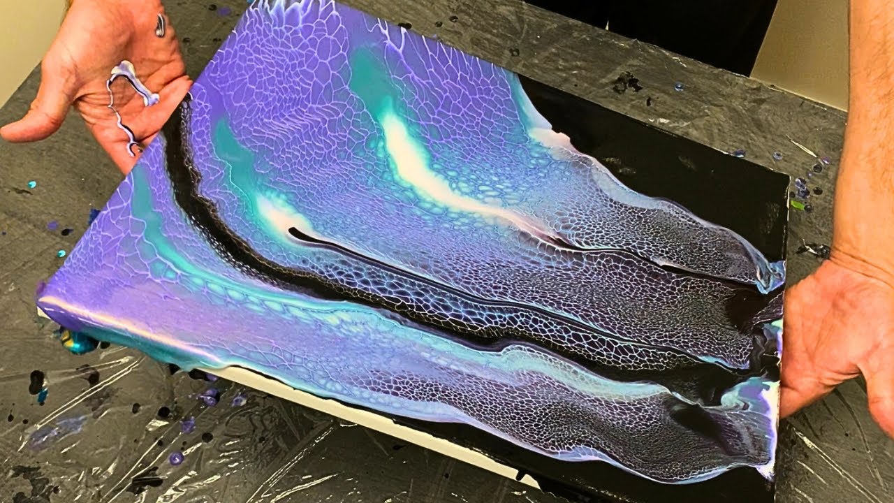 STUNNING Acrylic Swipe with Beautiful Lacing | Acrylic Pouring - YouTube