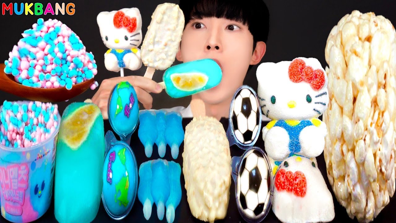 Asmr Ice Cream White Blue Party 다양한 화이트 블루 아이스크림 젤리 먹방 Desserts Jelly