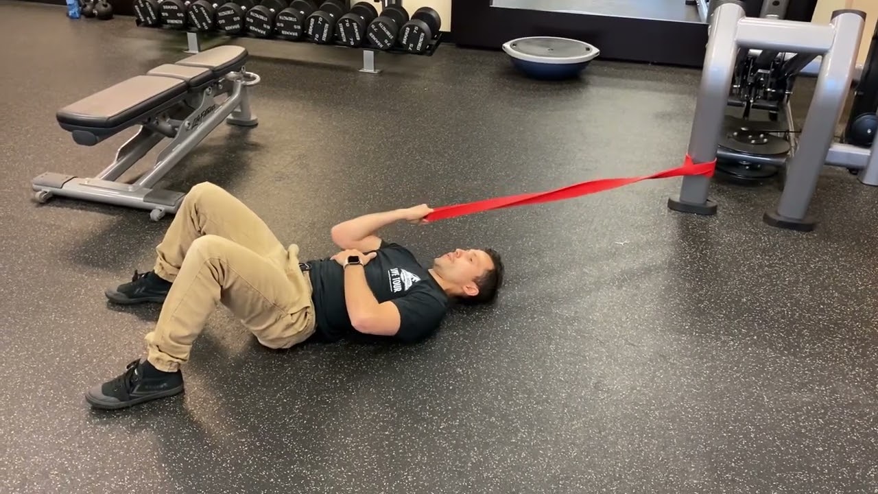 Supine Single Arm Pull Down - Banded - YouTube