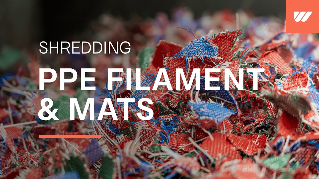 Two-Stage Shredding of PPE Plastic Filament and Mats at WEIMA - YouTube