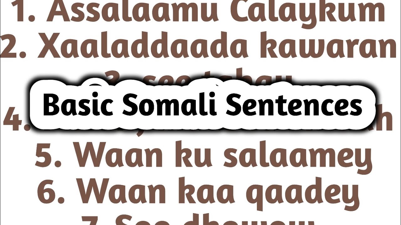 Somali language | Lesson 4, Basic Sentences.. - YouTube