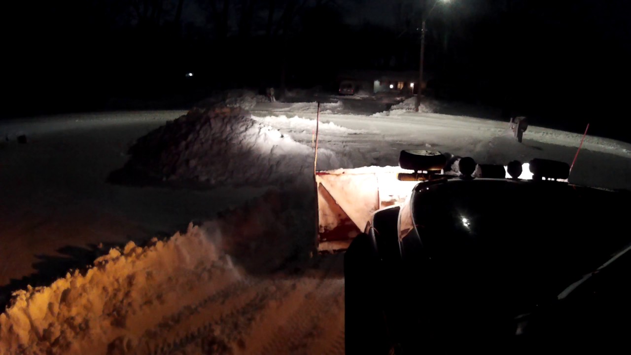 Cummins plowing heavy wet snow mirror view - YouTube
