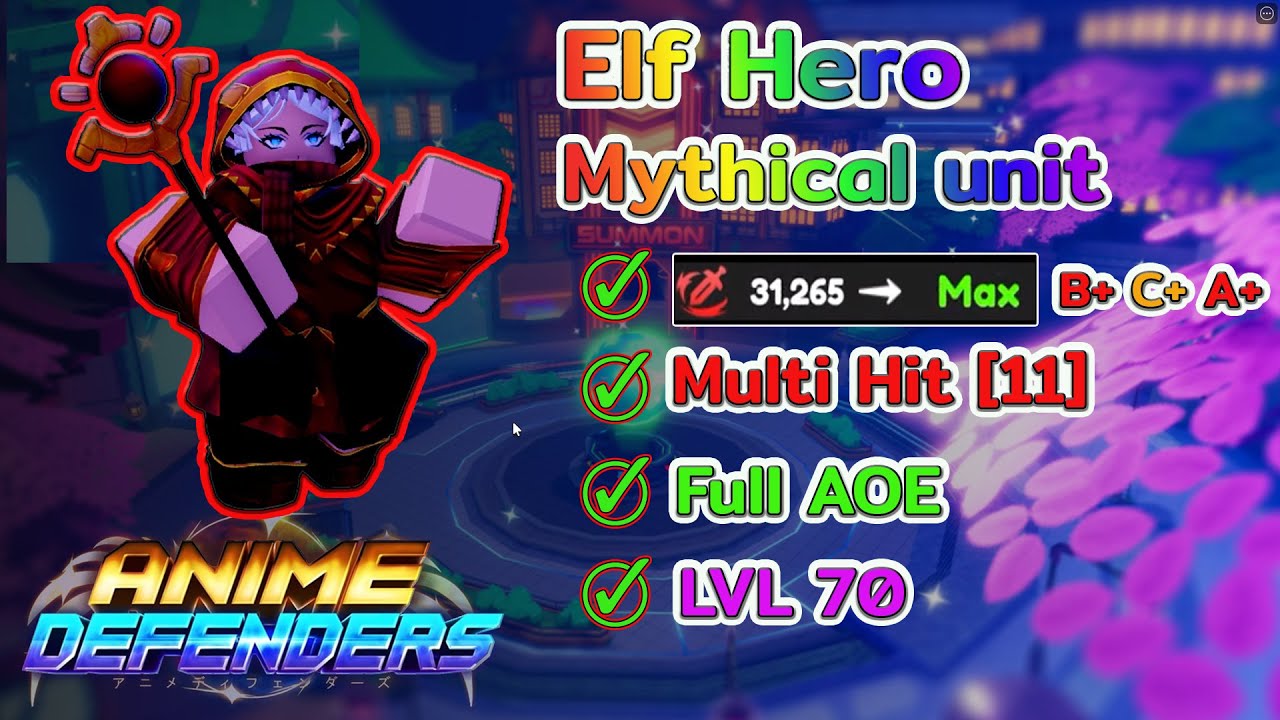 Showcase Elf Wizardess Evo | Elf Hero | Anime Defenders Codes | Roblox ...