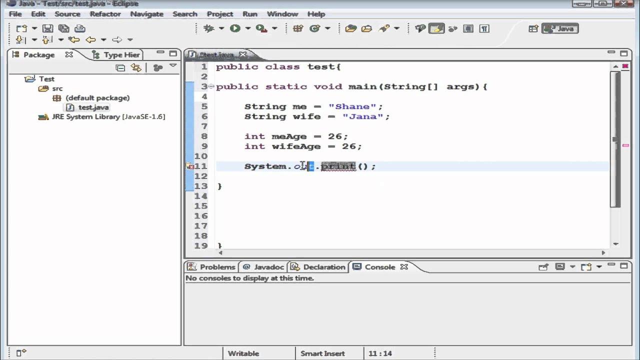Beginner Java Tutorial #4 Declaring & Initializing Variables, Displaying Text - YouTube