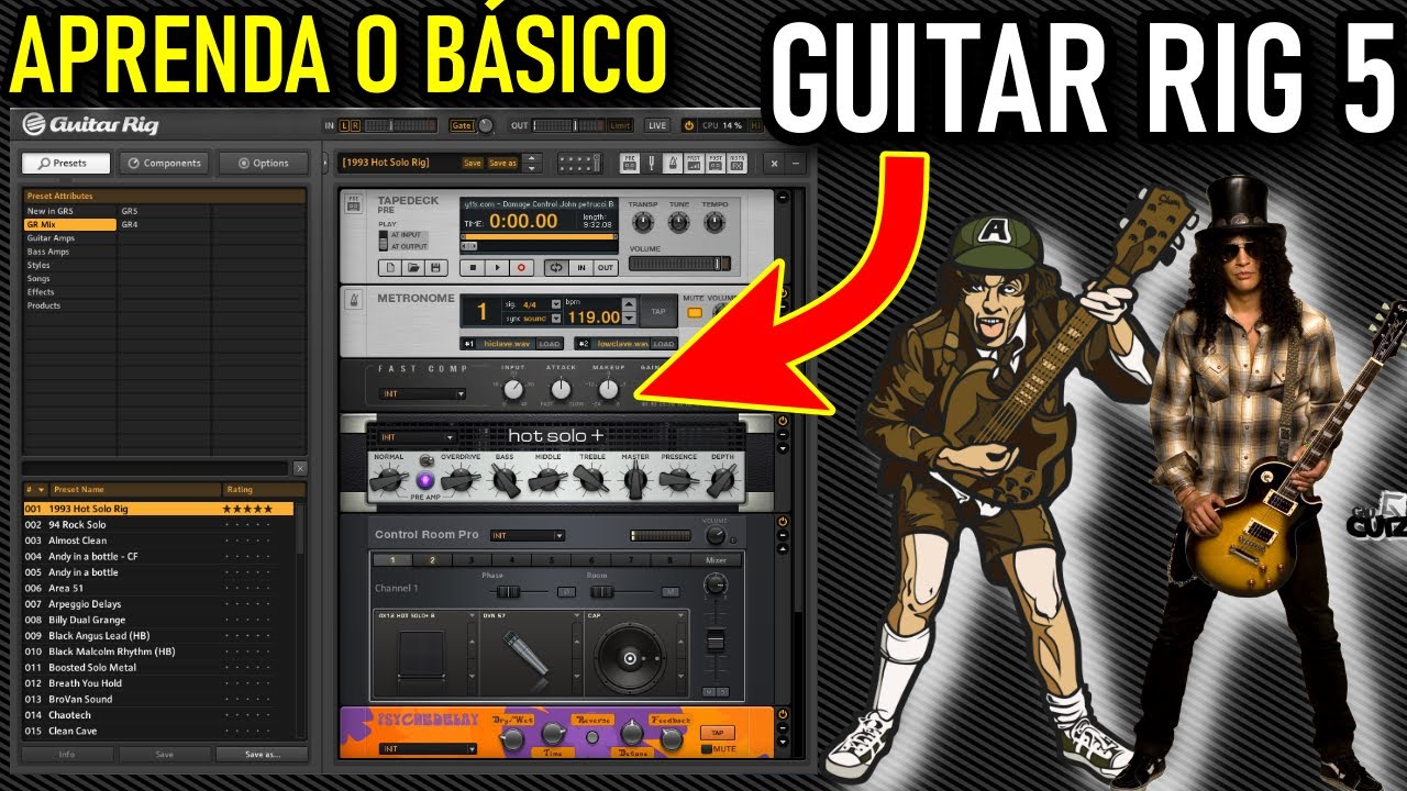 AULÃO aprenda o BÁSICO do GUITAR RIG 5 | Como configurar, gravar ...