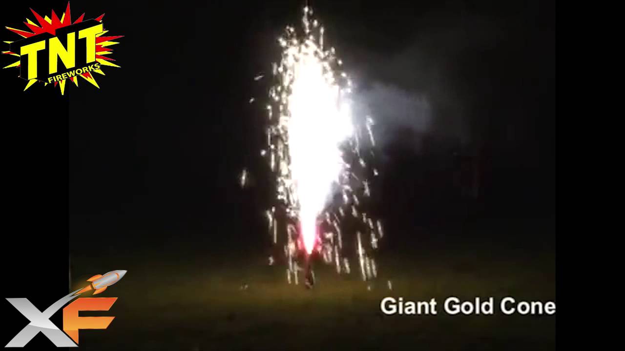X ITINGfireworks TNT fireworks Giant Gold Cone - YouTube