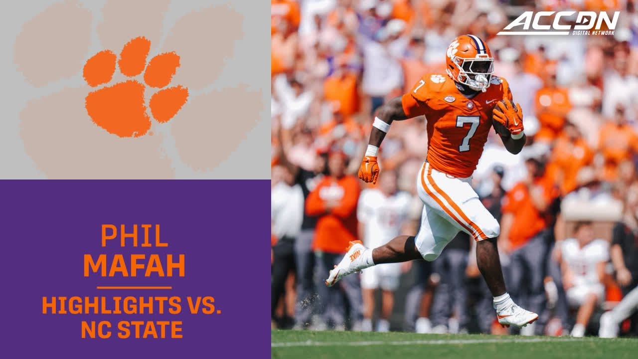 Clemson RB Phil Mafah Highlights vs. NC State - YouTube