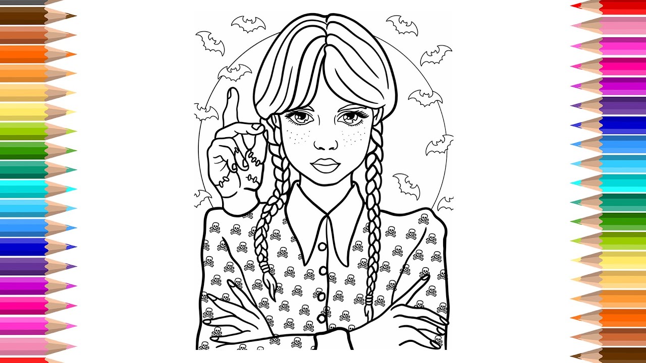 Coloring Wednesday Addams Rave'N Dance Coloring Page - YouTube