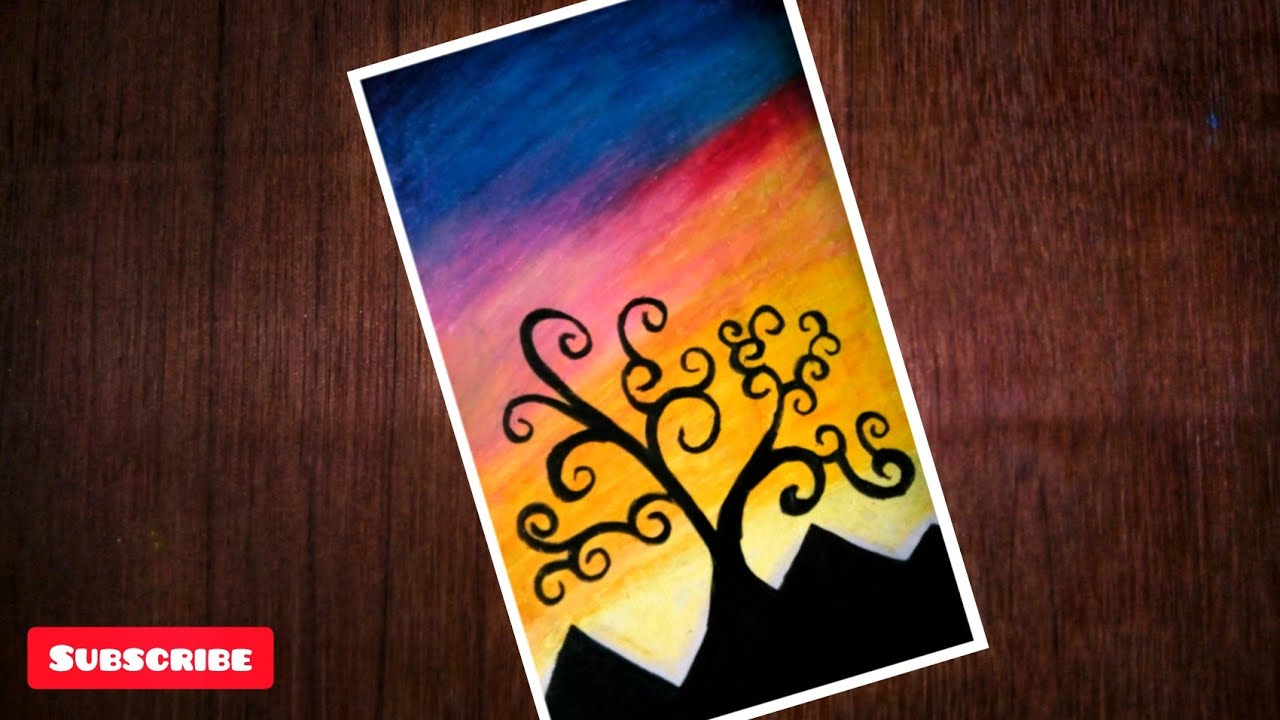 How to draw scenery of dreamland with oil pastels|Easy drawing ...