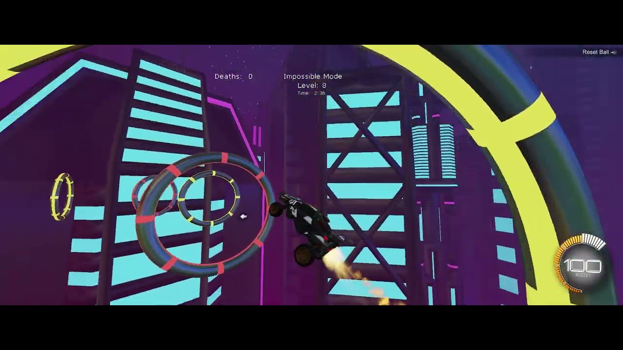 ROCKET LEAGUE!! Neon Heights Speedrun! Impossible mode ) 0 Deaths ( Air Roll Left ) WR Attempt ...