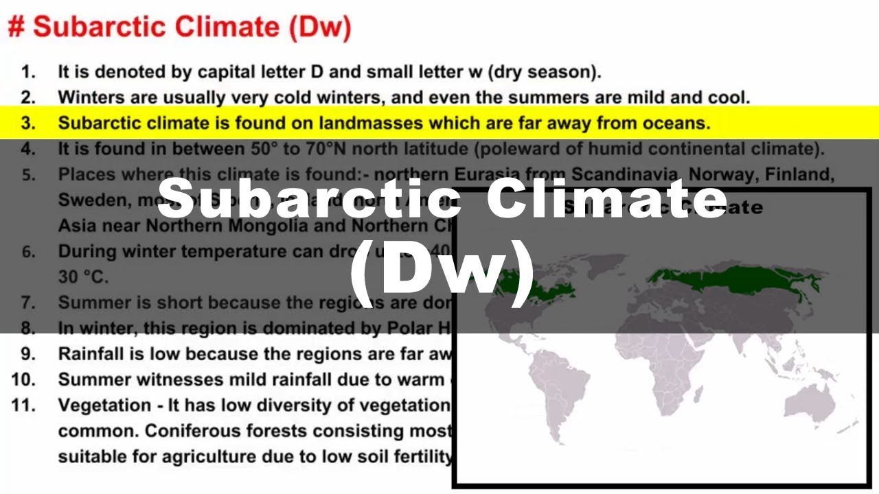 Koppen Scheme - Subarctic Climate (Dw) | UPSC IAS Geography - YouTube
