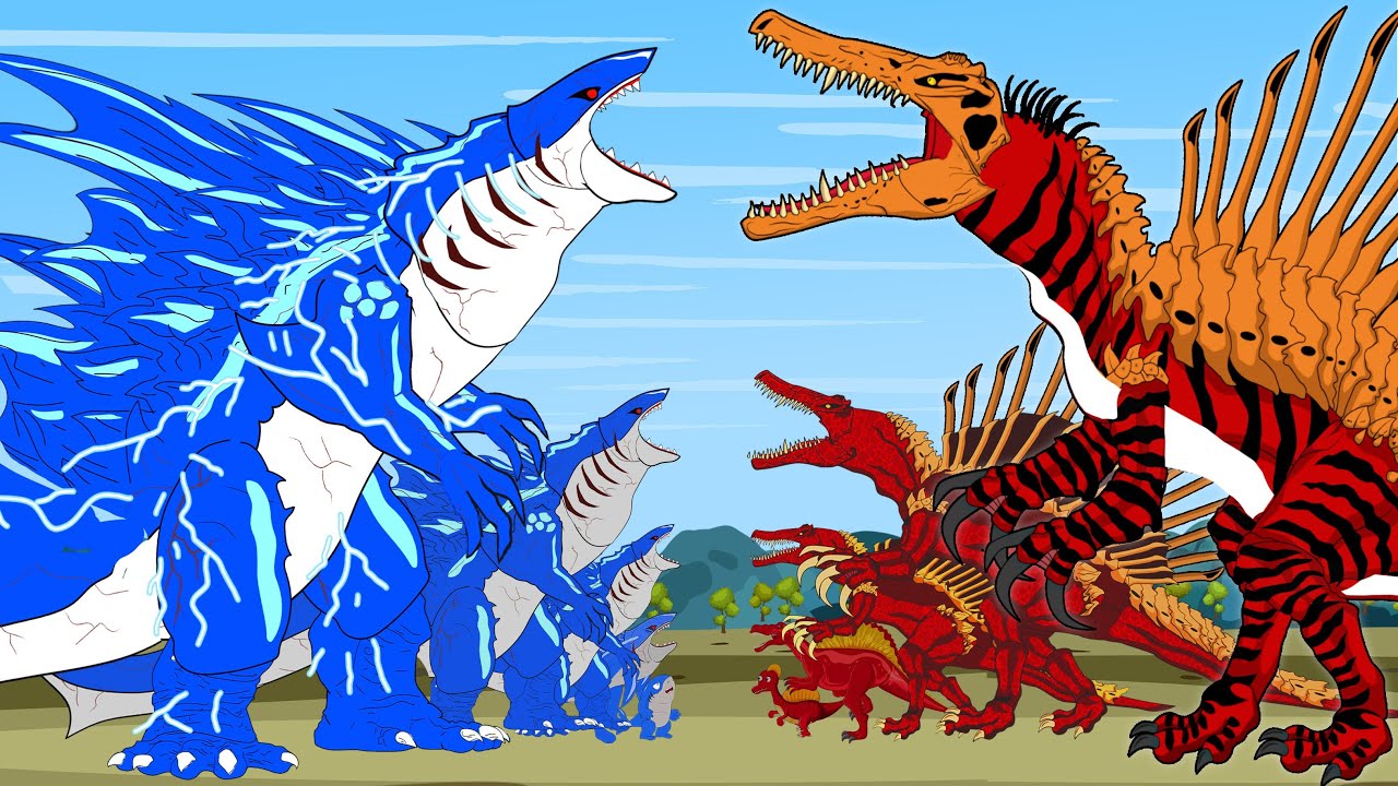 TEAM SHARKZILLA vs SPINOSAURUS DINOSAURS: Who Would Win? | Monsters ...