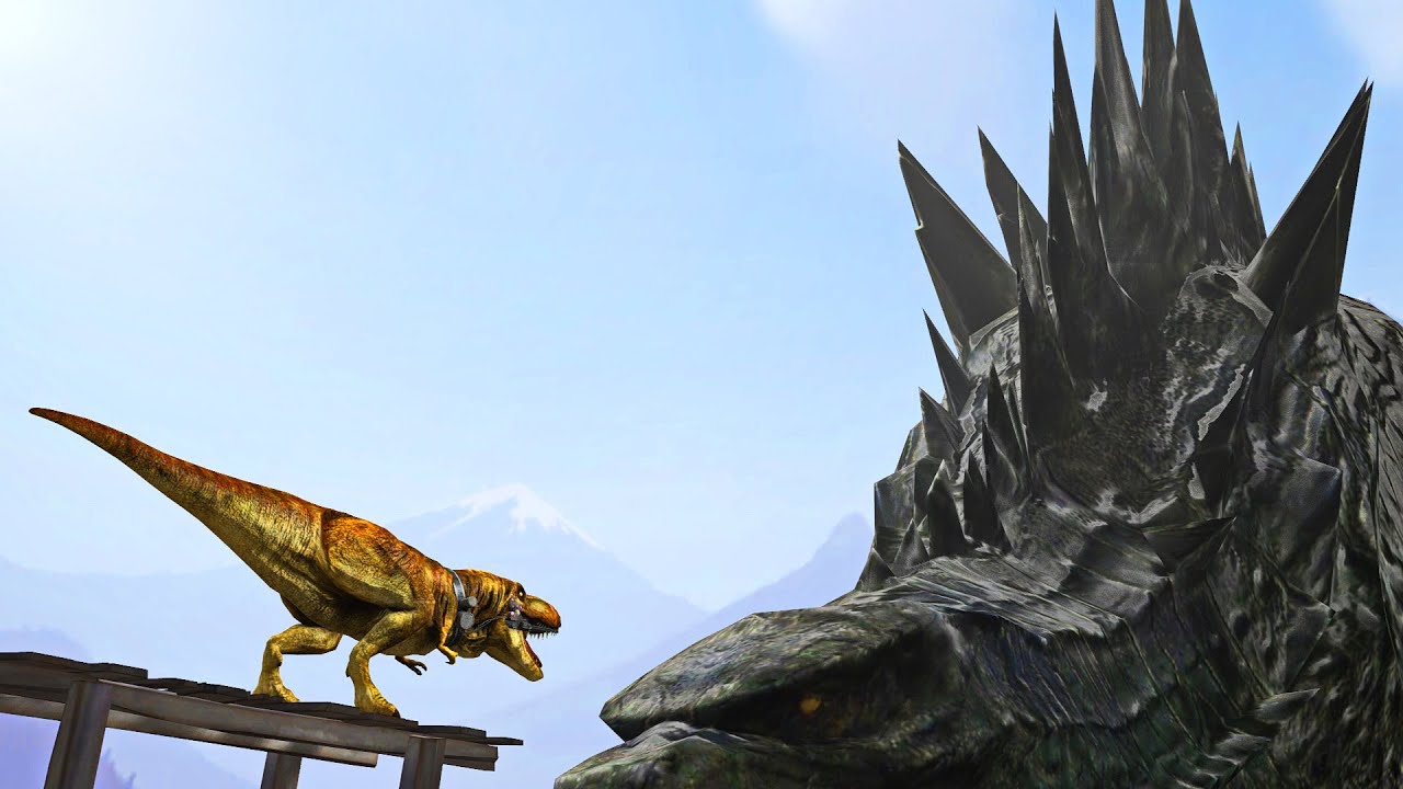 What happens when T-Rex wakes up Godzilla? - YouTube