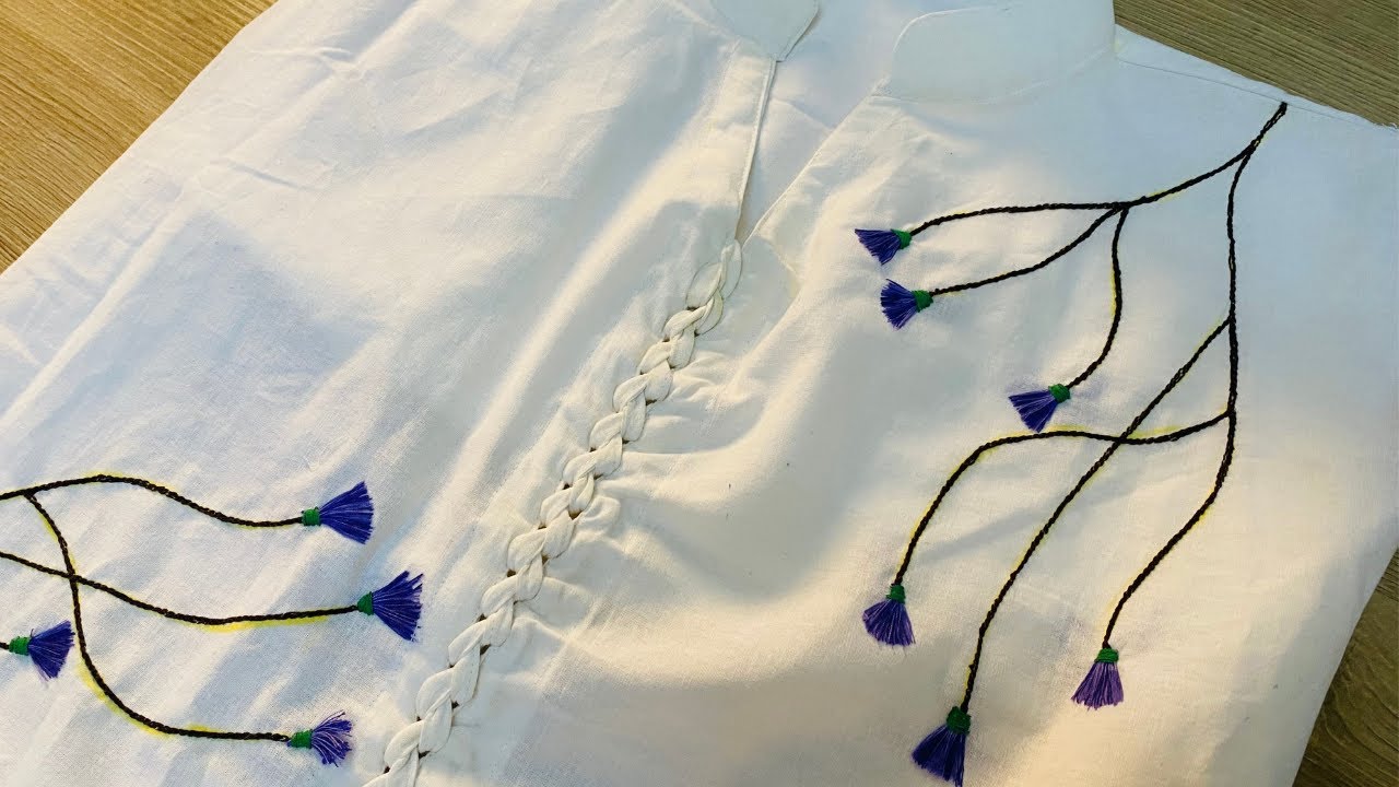 🌈Normal Sewing Machine Embroidery.Simple Neck Design.Thread Embroidery ...