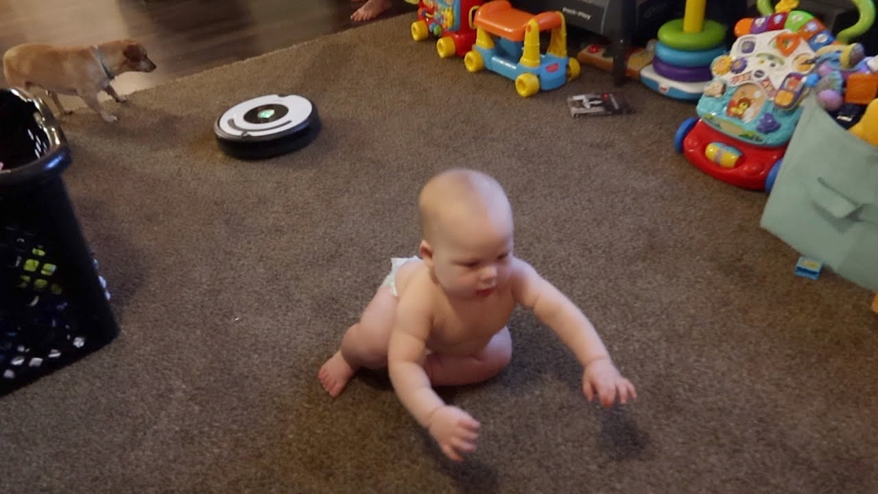 Baby Is Scared Of The Roomba!! - YouTube