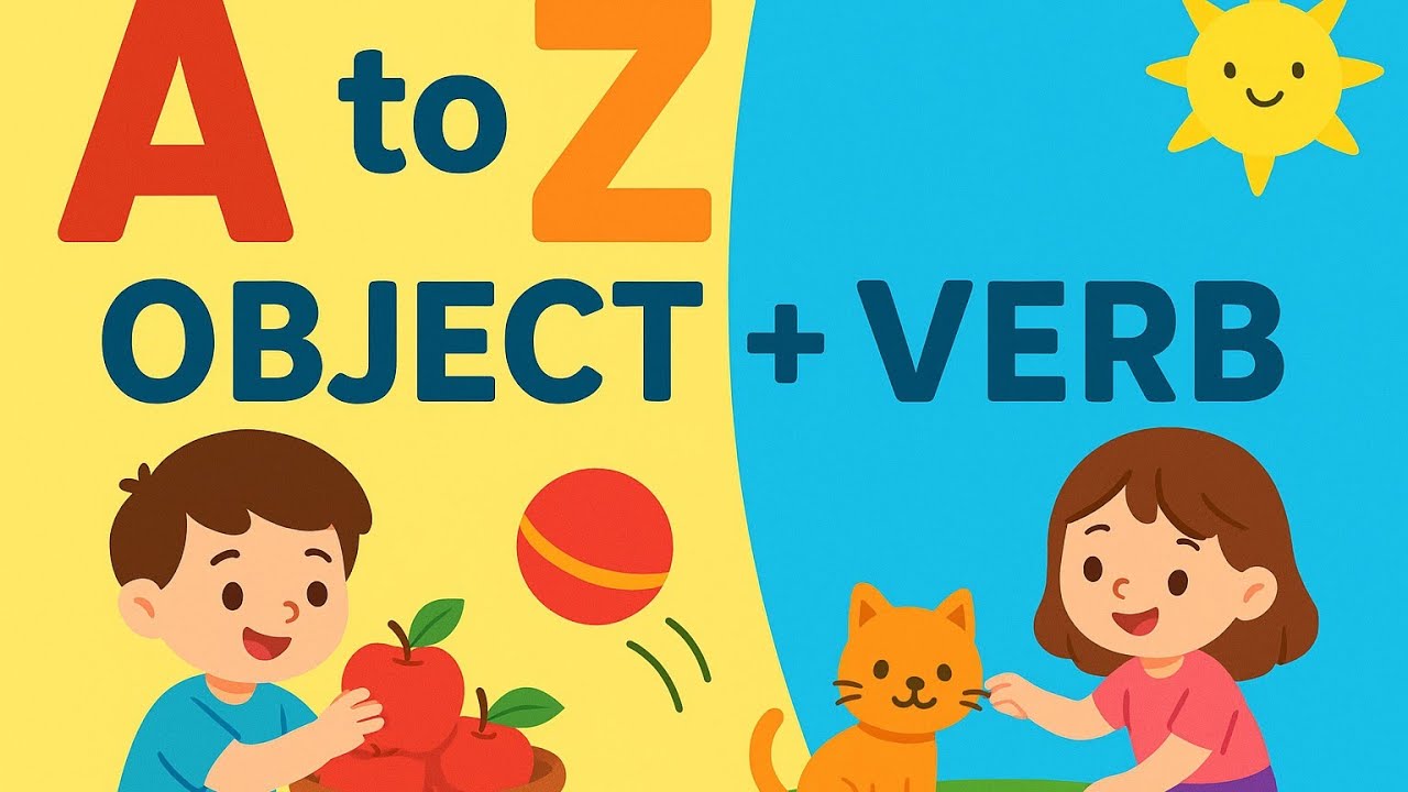 Learn ABCD with lyrics|A to Z Alphabets+object + verbs|Vocabulary ...