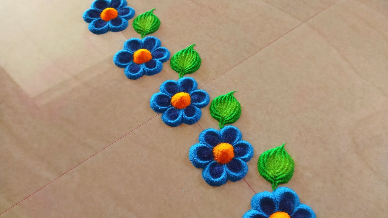 Border rangoli design. Side border rangoli. easy border designs. - YouTube