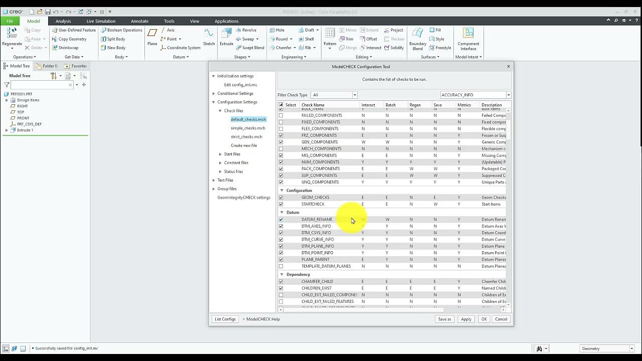 How to get overall size of a model using ModelCHECK in Creo Parametric - YouTube