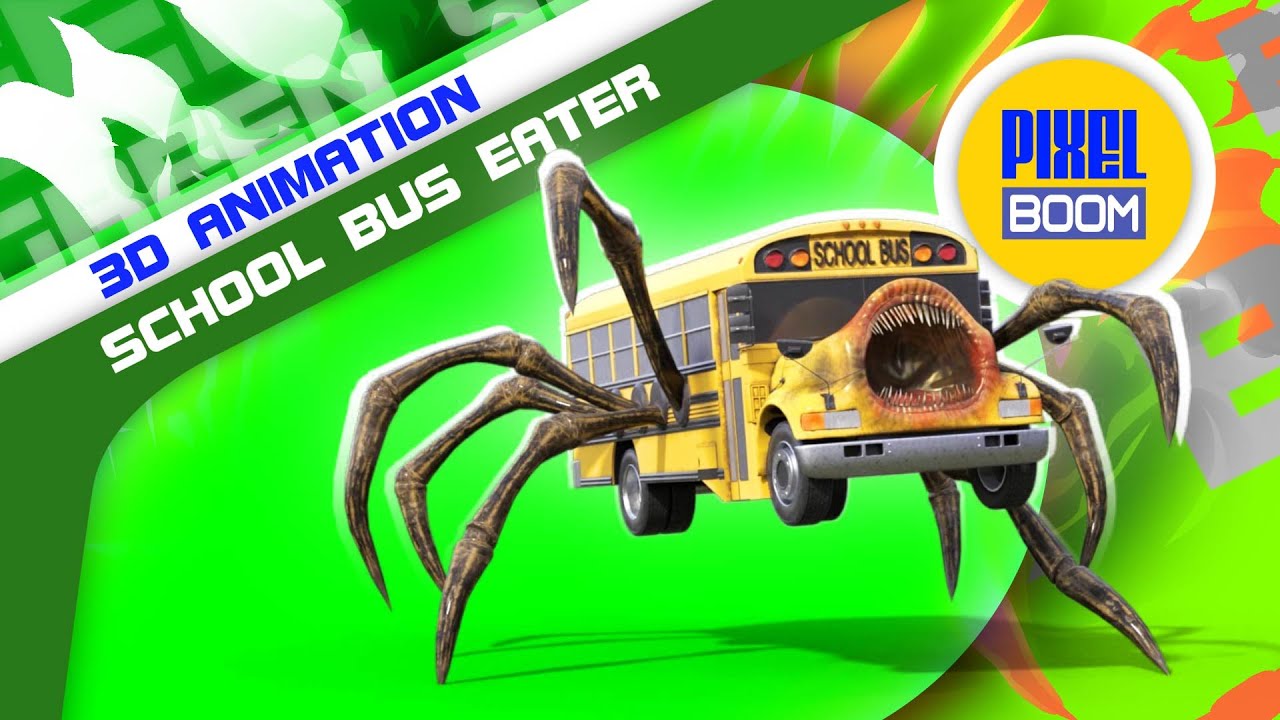 Green Screen School Bus Eater Horror SCP 3D Animation - PixelBoom - YouTube