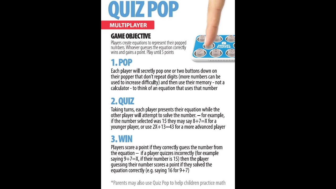 Memory Popper -- Quiz Pop Game Rules -- How to Play - YouTube