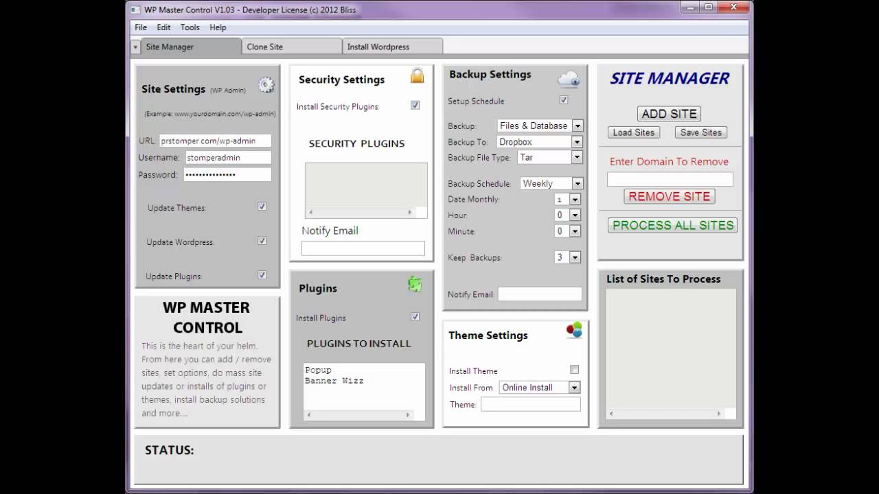 WP Master Control - Site Manager Tutorial - YouTube