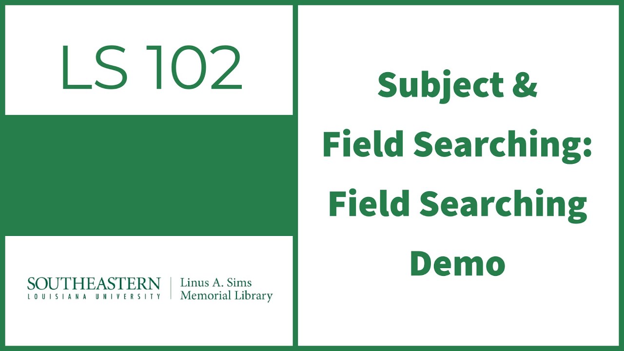 Subject & Field Searching: Field Searching Demo - YouTube