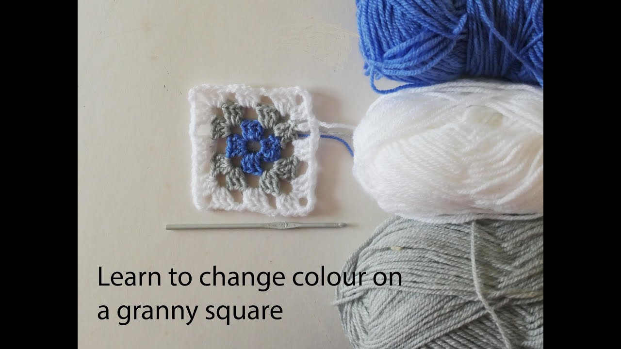 Crochet granny square colour change hack - YouTube