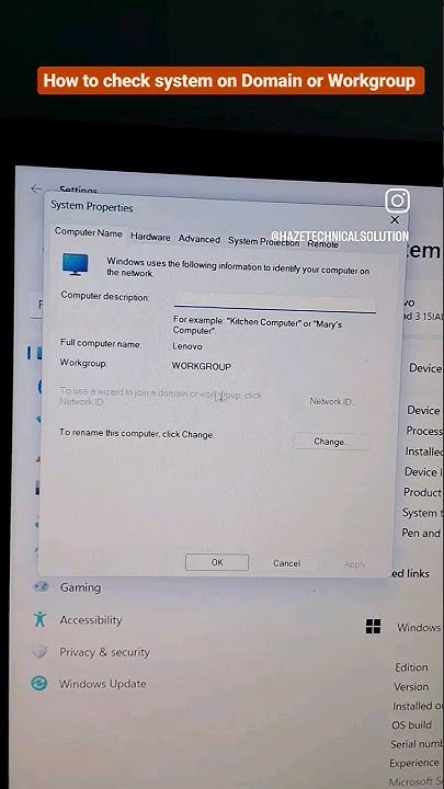 How to check system in Domain or Workgroup. #computer #technicalproblems #window #laptop #Doman ...