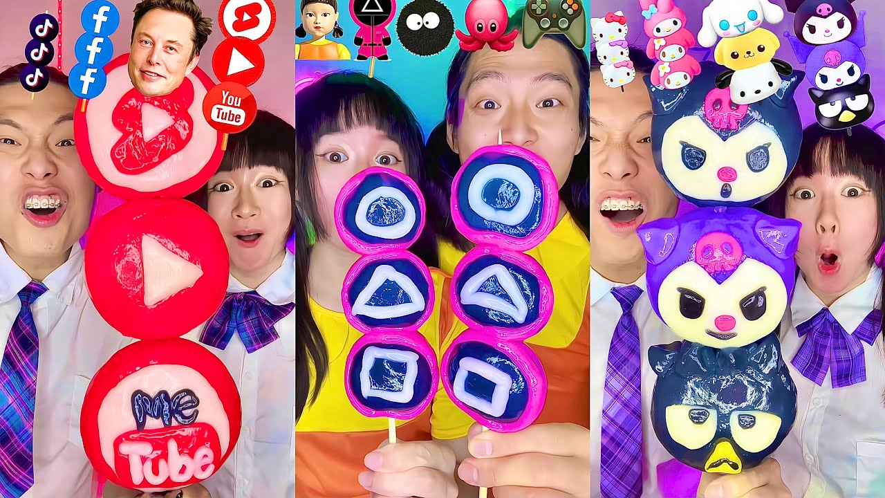 Rainbow Dango Emoji Food Challenge ASMR Compilation! 🥵 Squid game Food ...