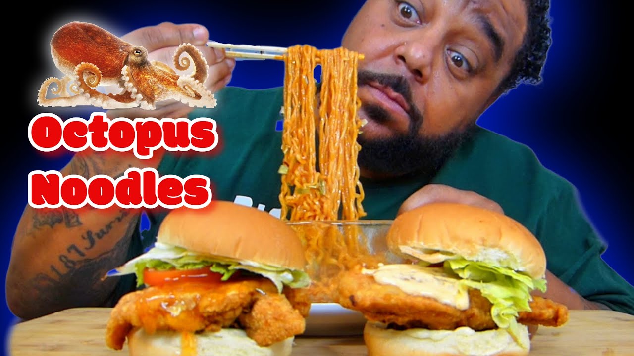 Trying Octopus Noodles & 2 Extra Crispy Chicken sandwiches.?What would ...