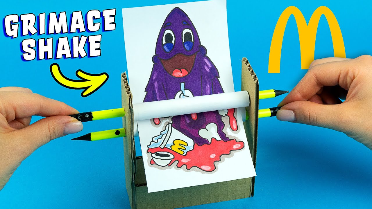 GRIMACE SHAKE DIY 💙 How to Make and Draw Easy Paper Craft - YouTube