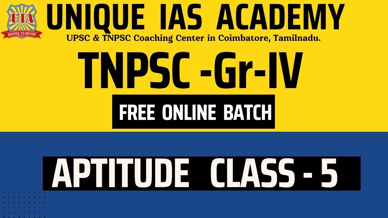 TNPSC Gr-IV Free Online Batch - APTITUDE CLASS - 5 - YouTube