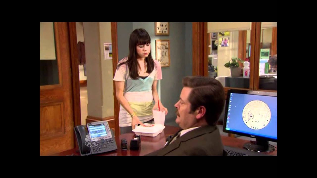 Ron Swanson eats a burger - YouTube