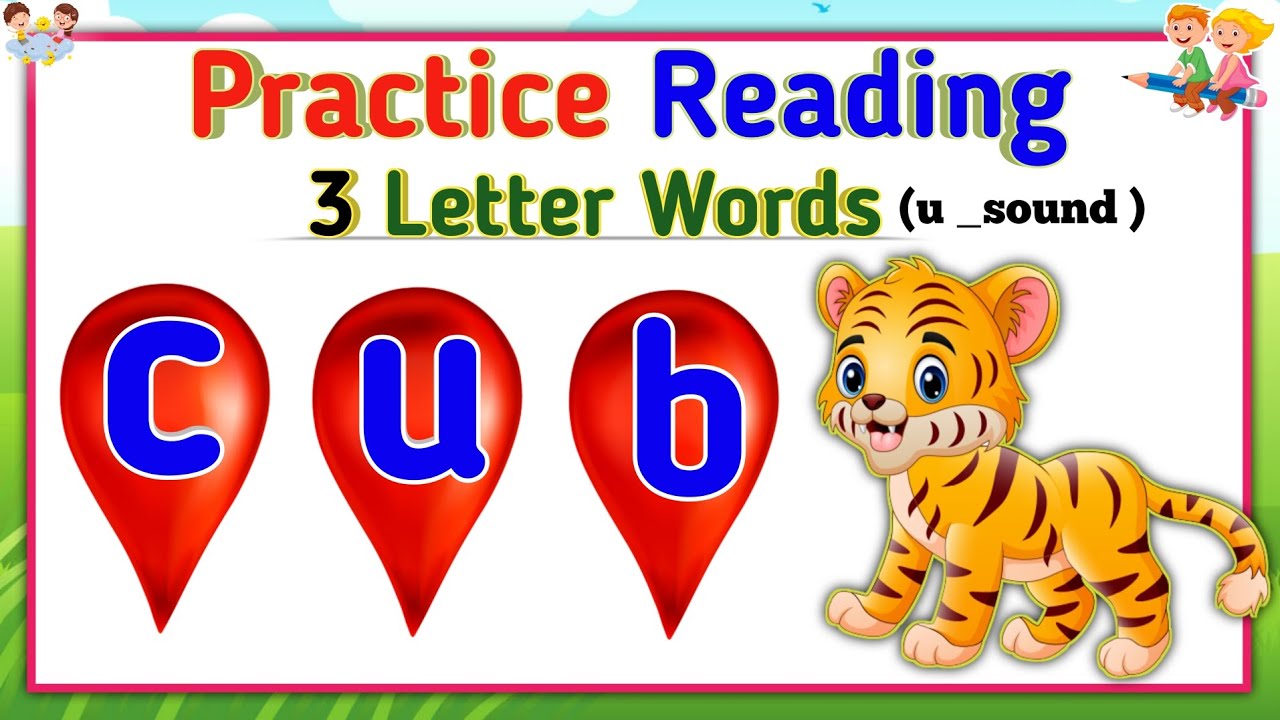 3 Letter Words | CVC Words | Learn To Read 3 Letter Words | U Sound ...