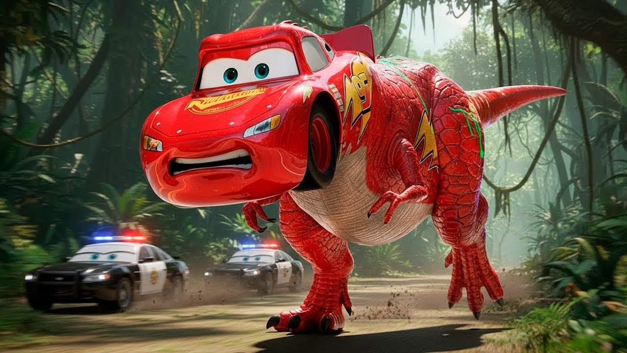 🚨T-Rex McQueen escapes from the Laboratory - Police Pursuit & a Jungle ...