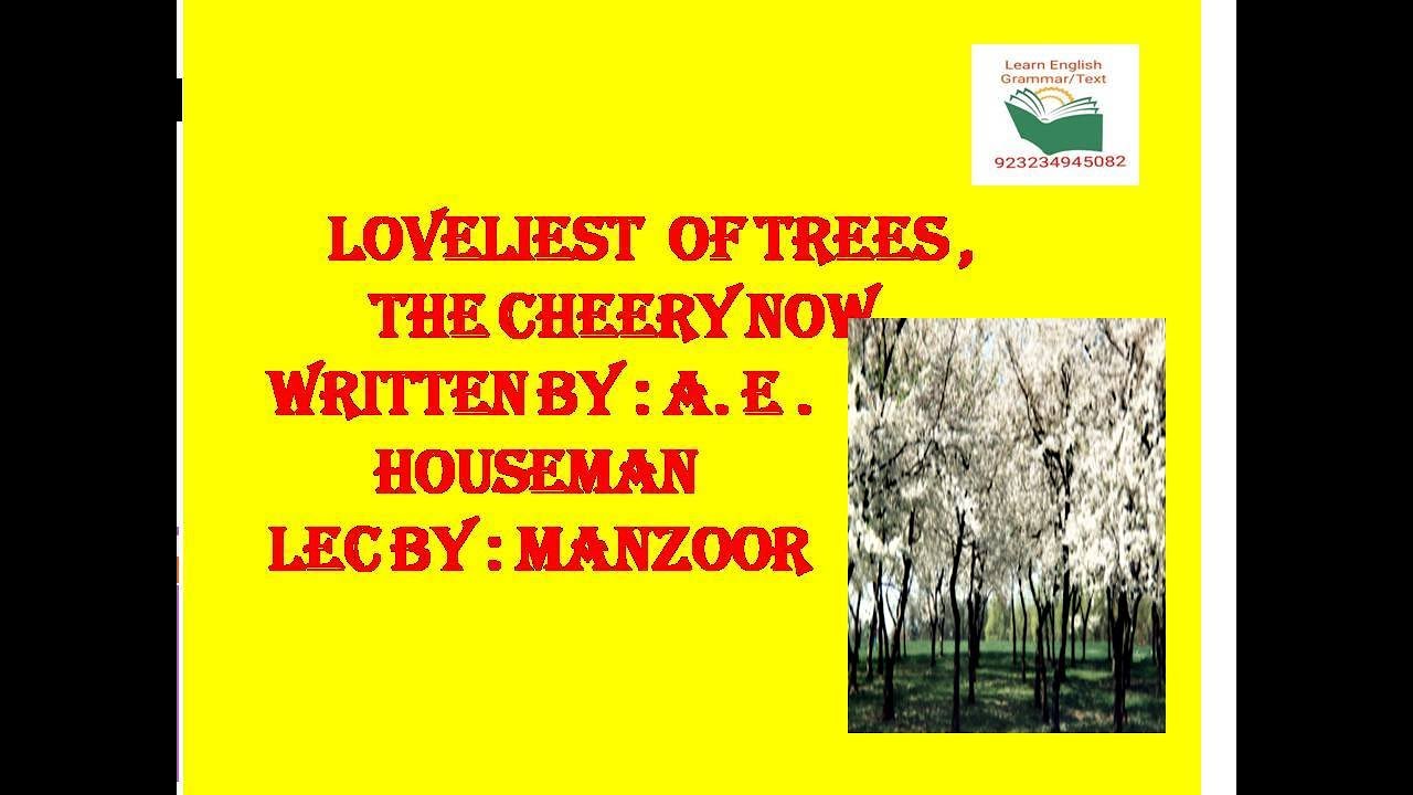 LOVELIEST OF TREE , THE CHERRY NOW, WRITTEN BY; A . E . HOUSMAN , LEC ...