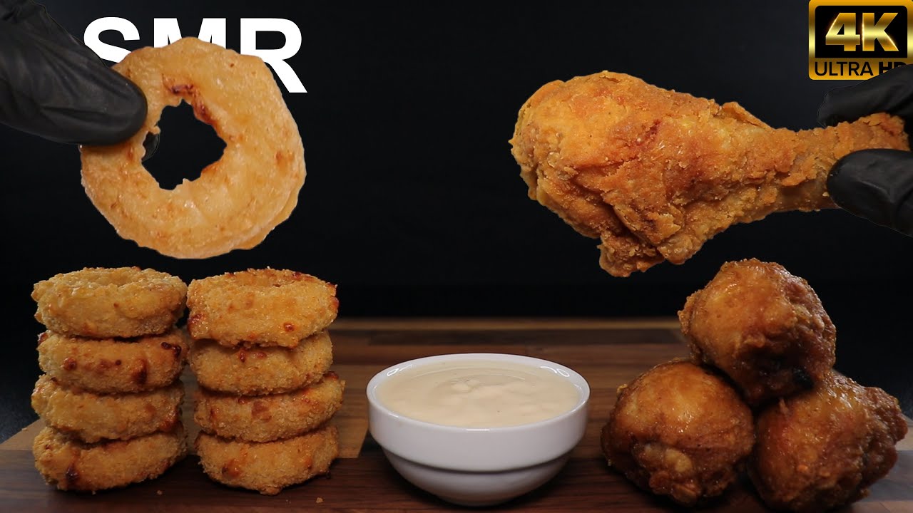 ONION RINGS, CHICKEN, CHEESE, MUKBANG, ASMR - YouTube