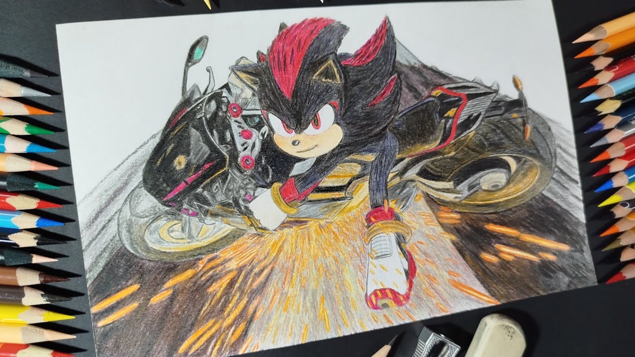 Dibujo Shadow con su Moto Sonic 3 La película | Drawing Shadow with his ...