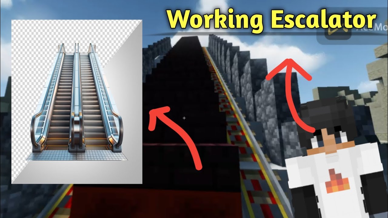 Minecraft: how to make a working escalator (easy) - YouTube